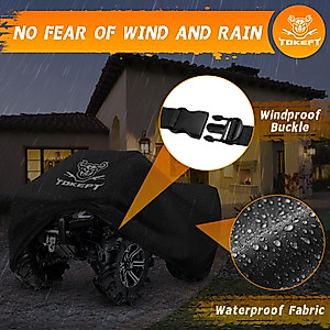 Tokept ATV Cover, Heavy Duty Black Waterproof Oxford Fabric Protective 4 Wheeler Quad Cover for 86" Kawasaki Honda Polaris Yamaha (86''L x 38''W x 42''H)
