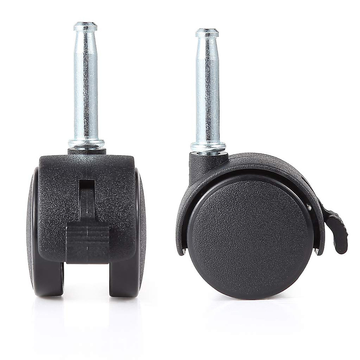 Skelang 4 Pcs 1.5" Grip Neck Caster Stem Diameter (8MM), Swivel Stem Caster Wheel with Brake Replacement for Cart, Table, Shelf Unit, Rolling Plant Box, Each Load Capacity 15 Lbs