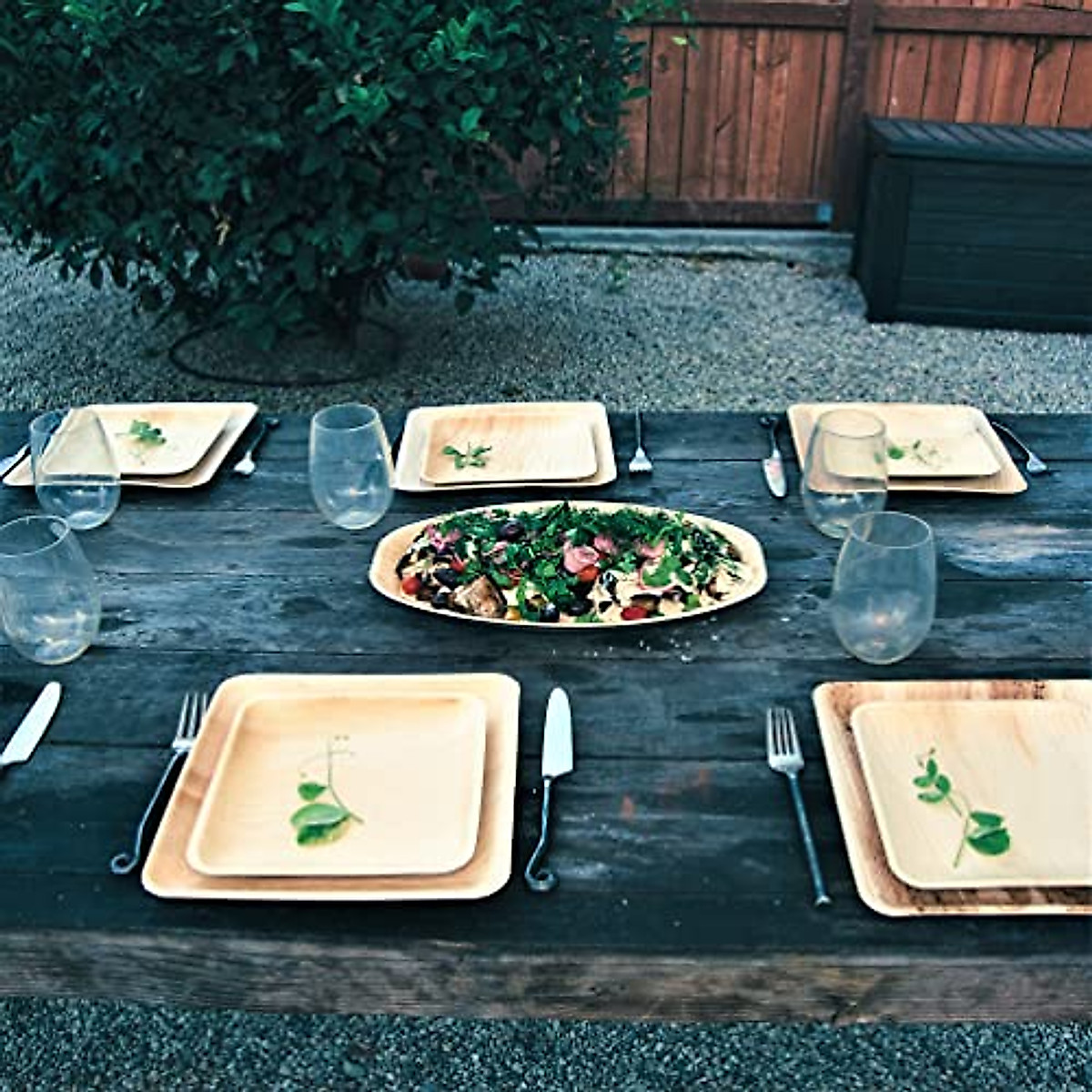 brheez Disposable Bamboo Look - Pack of 6 Oval Serving Platters - 15"x10" Made From All Natural Sturdy Biodegradable and Compostable Palm Leaf - Serving Boats, Serving Trays