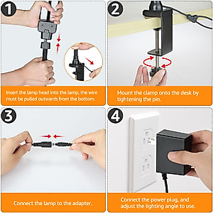 ShineTech Led Desk Lamp for Office Home, Bright Double Head Desk Light with Clamp, Architect Task Lamp 50 Lighting Modes Adjustable Flexible Gooseneck