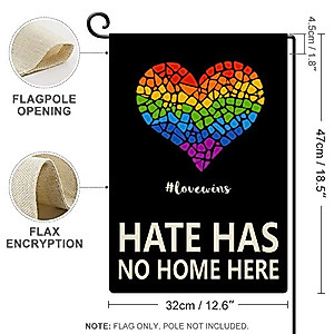 YongColer LGBT Pride Garden Flag, Hate Has No Home Here Yard Sign, Small Yard Flag 12.5x18.5 Inches