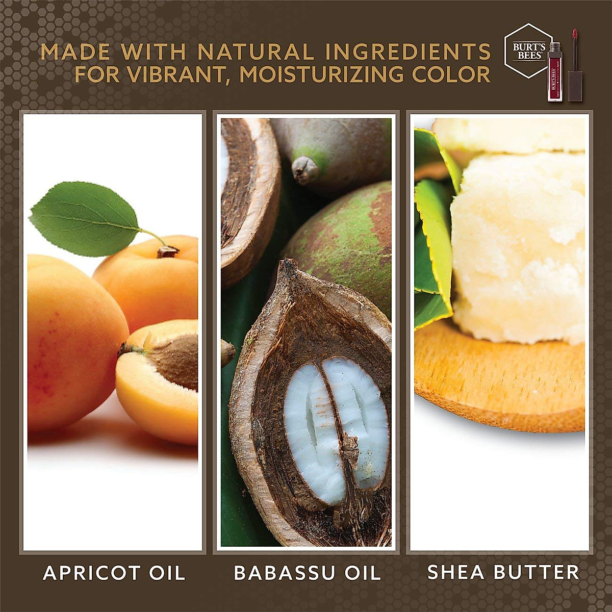 Burt's Bees 100% Natural Glossy Liquid Lipstick, Garnet Glacier, 1 Tube