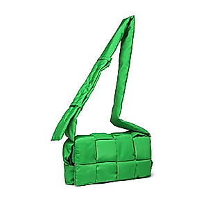 E Puffer Woven Bag for Women Cotton Padded Designer Crossbody Bags Woven Purse Shoulder Bag