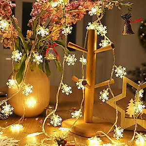 CYOIDAI Lights, 30 LED Snowflake String Lights Battery Operated Waterproof Lights with 8 Lighting Modes Warm White Bedroom Patio Room Garden Party Home Indoor Outdoor Christmas Tree Decorations