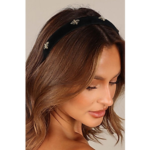 TERSE Black Velvet Headband with White Pearl Accents - Cute Vintage Designer Hair Accessory for Women's Holiday Fashion
