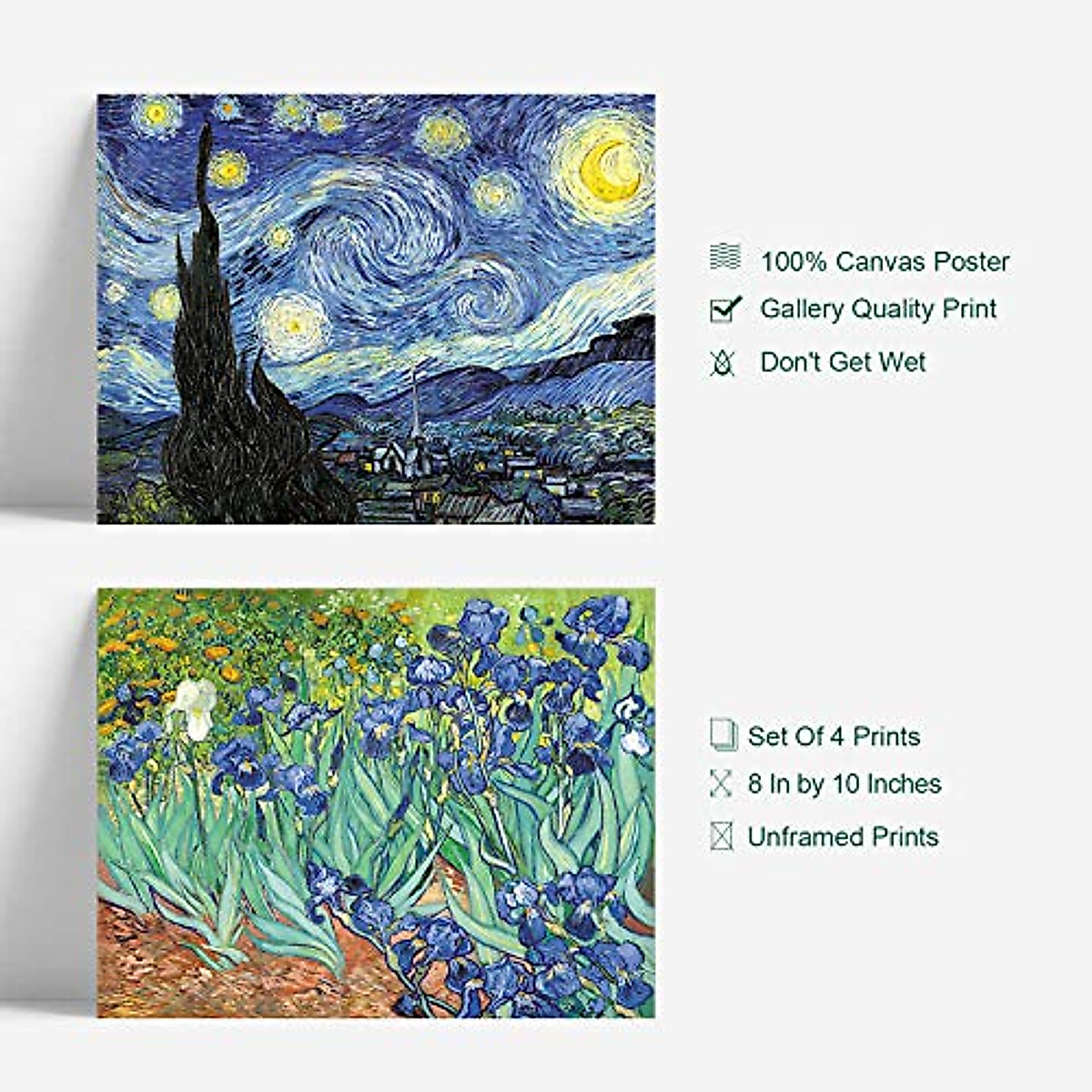 YASEN Van Gogh Canvas Wall Art Posters And Prints Of Famous Painting Abstract Wall Art Prints Unframed Art 8x10 Vincent Van Gogh Poster Artwork (4 Pack A)