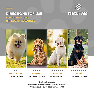 NaturVet – Senior Wellness Hip & Joint Advanced Plus Omegas | Help Support Your Pet’s Healthy Hip & Joint Function | Supports Joints, Cartilage & Connective Tissues | 120 Soft Chews