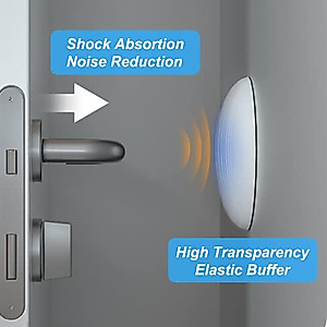 4 Pcs Door Knob Wall Protector, Clear Elastic Round Wall Protectors from Door Knobs, Reusable & Washable, Quiet, Strong Self Adhesive Rubber Bumper for Home & Office