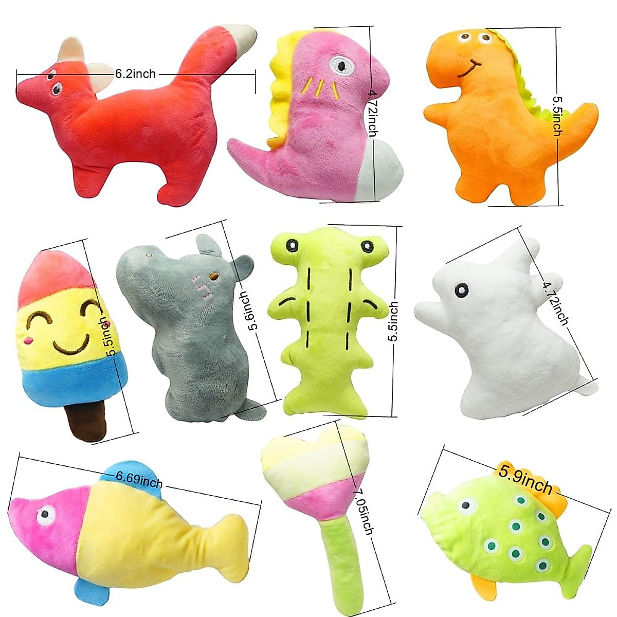SZKOKUHO Cute Animal Designs Soft Dog Squeaky Toys (Pack of 20) for Small Medium Dogs
