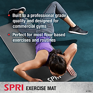 SPRI MAT-BL Exercise Mats (Black, 48"x 20"x 1/2-Inch)