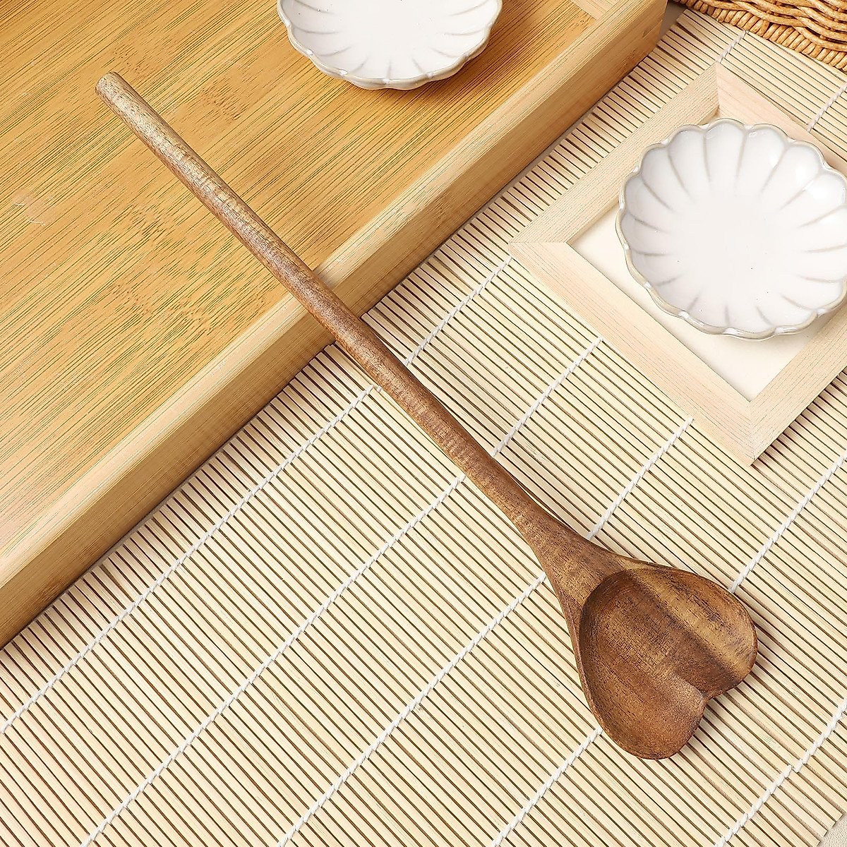 Heart Shaped Wood Spoon Long Handle Love Spoon Appetizer Serving Mixing Spoon Kitchen Utensil for Charcuterie Coffee Mothers Day Housewarming Unique