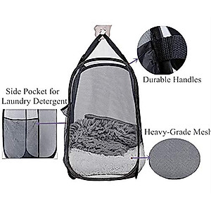 DurReus Foldable Large Pop Up Laundry Hamper with Pocket for Dirty Clothes,Sporting Goods,Baby Toys,Dorm Laundry Basket Rectangle Black