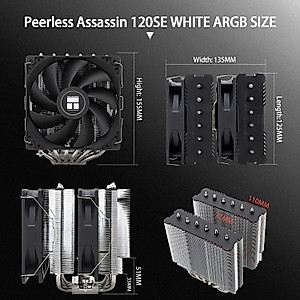 Thermalright Peerless Assassin 120 SE CPU Air Cooler, Dual Tower 6 Heat Pipe, Dual 120mm TL-C12C PWM CPU Fan, for AMD AM4/AM5/Intel LGA 1700/1150/1151/1200, AGHP Technology, Aluminium Heatsink Cover