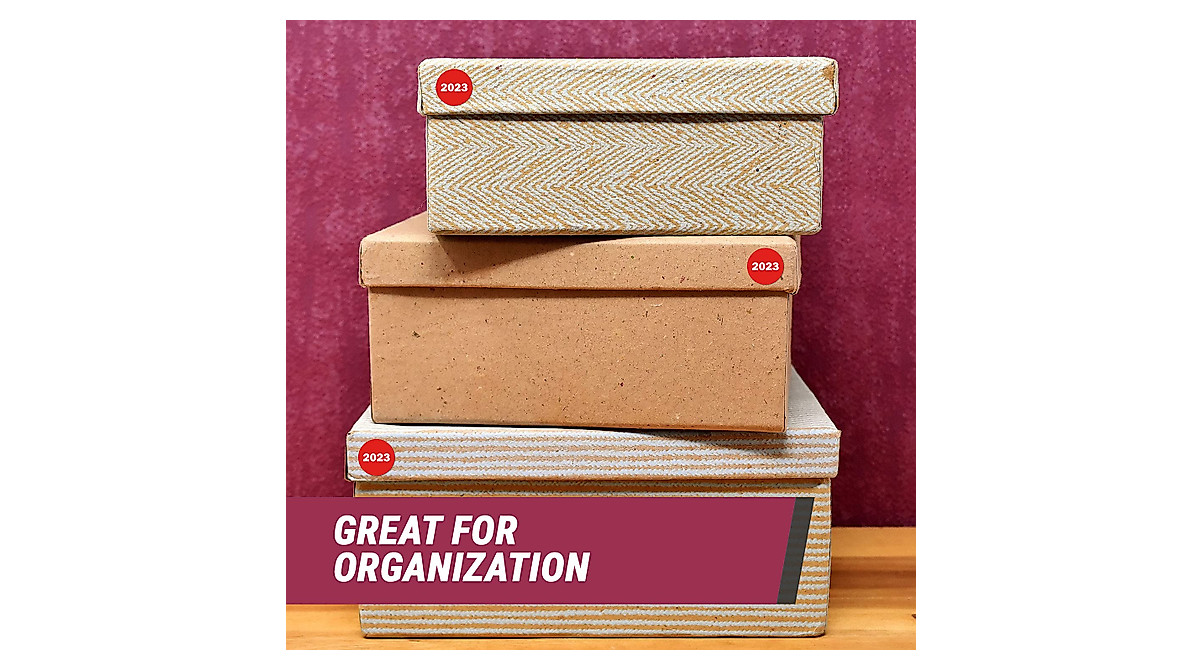 Bright Red 2023 Year Stickers - 300 Labels for Organization