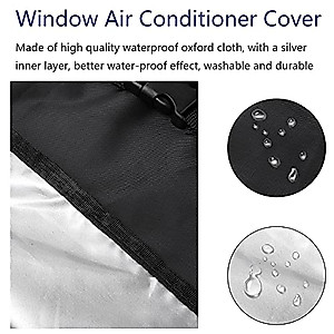 Yesland Window Air Conditioner Cover Outdoor, 25.5''W x 21''D x 17''H Outside Window AC Unit Cover with 2 Adjustable Straps, Black Large Window A/C Cover Bottom Covered AC Covers for Winter