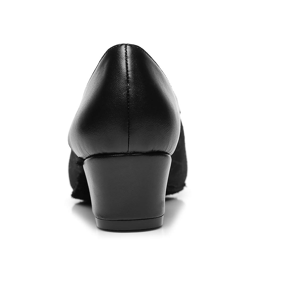 Minishion Women's Closed Toe Slip-on Block Low Heel Salsa Latin Ballroom Dancing Shoes Black US 10