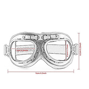 evomosa Motorcycle Goggles Vintage Pilot Style Cruiser Scooter Goggle Outdoor Sand Goggles Bike Racer Cruiser Touring Eyewear for Half Helmet