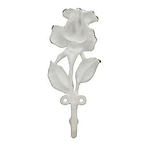SOFFEE DESIGN 2pcs White Single Hooks 3D Rose Flower Retro Ornate Style for Room Wall Decoration, Coat Hat Scarf Hanging Hanger Entry Heavy Hooks Home Decor