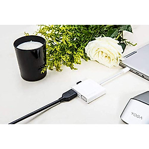 Lenovo USB-C 3-in-1 Travel Hub, 4K HDMI, VGA, USB 3.0, Plug and Play, Only 0.08 lbs, GX90T33021, White