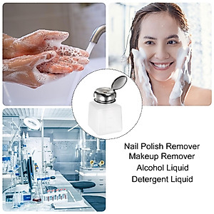 HARFINGTON 3pcs Solvent Alcohol Dispensers 100ml(3.4oz) Push Down Liquid Dispenser Pump Bottle with Sealing Stainless Steel Lid for Acetone Cleanser Polish Remover, White