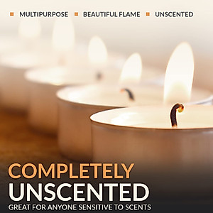 PAMI Premium Long-Lasting with 4 Hours Burning Time Tealight Candles [50-Pack] - Unscented Tea Candles - Paraffin Tealights with Beautiful Flame- Round Candles Perfect for Votive Candle Holders