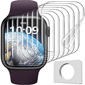 Uyiton 8Pack for Apple Watch Series 8/7 Screen Protector 45mm, Military-Grade Replacement TPU Film [Not Glass] iWatch Protector Anti Scratch Fingerprint Bubble Free High Touch Screen Protection Clear