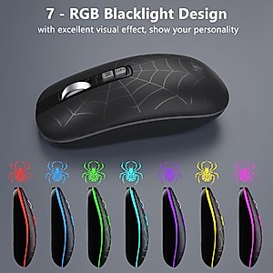 HOTLIFE Wireless Mouse，Wireless Bluetooth Mouse for Laptop - LED Computer Mice (Bluetooth 5.1 +USB) - Rechargeable Mouse - 2.4G Portable Tpye-c Mouse - Wireless Mouse for PC, Mac OS, Android, Windows