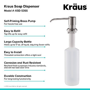 KRAUS Boden Kitchen Soap and Lotion Dispenser in Stainless Steel, KSD-53SS