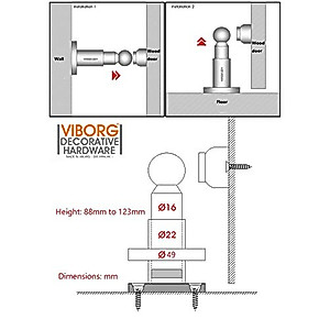 VIBORG Deluxe Solid Sus304 Stainless Steel Extra-Thick Casting Heavy Duty Adjustable Powerful Floor or Wall Mount Mounted Magnetic Doorstops Door Stopper Door Stop (1)