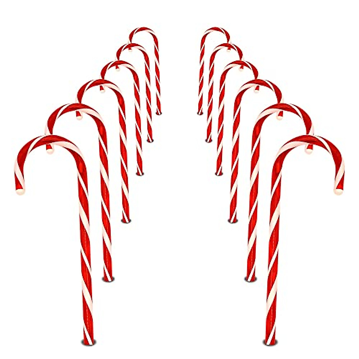 Joiedomi 12 Sets Christmas Candy Cane Pathway Markers Lights, 12” Christmas Stakes Lights, Outdoor Christmas Decorations Lights for Holiday Xmas Indoor Yard Patio Garden Walkway