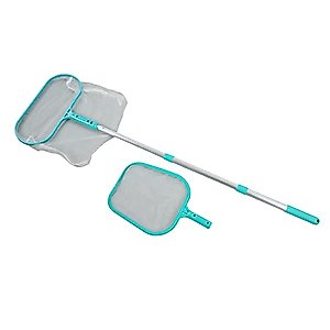 CHICIRIS Swimming Pool Leaf Skimmer, Pool Skimmer Net, Swimming Pool Net Plastic Fine Mesh Efficient Cleaning Leaf Rake with Telescopic Rod for Garden