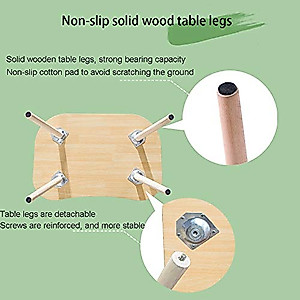 Bed Desk Laptop Living Room Bay Window Table Solid Wood Legs,Curved Recessed Design,Non-Slip Cotton Pad,Mute,Office Dining Table(Ship from US!)