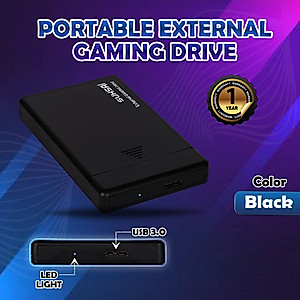 Suhsai External Hard Disk for Gaming, USB 3.0 Portable HDD Storage & Backup Drive for Laptop, Desktop, Playstation Xbox Game - Suitable with Windows, Mac, Game Console, PS4, PS5 (320GB - Black)