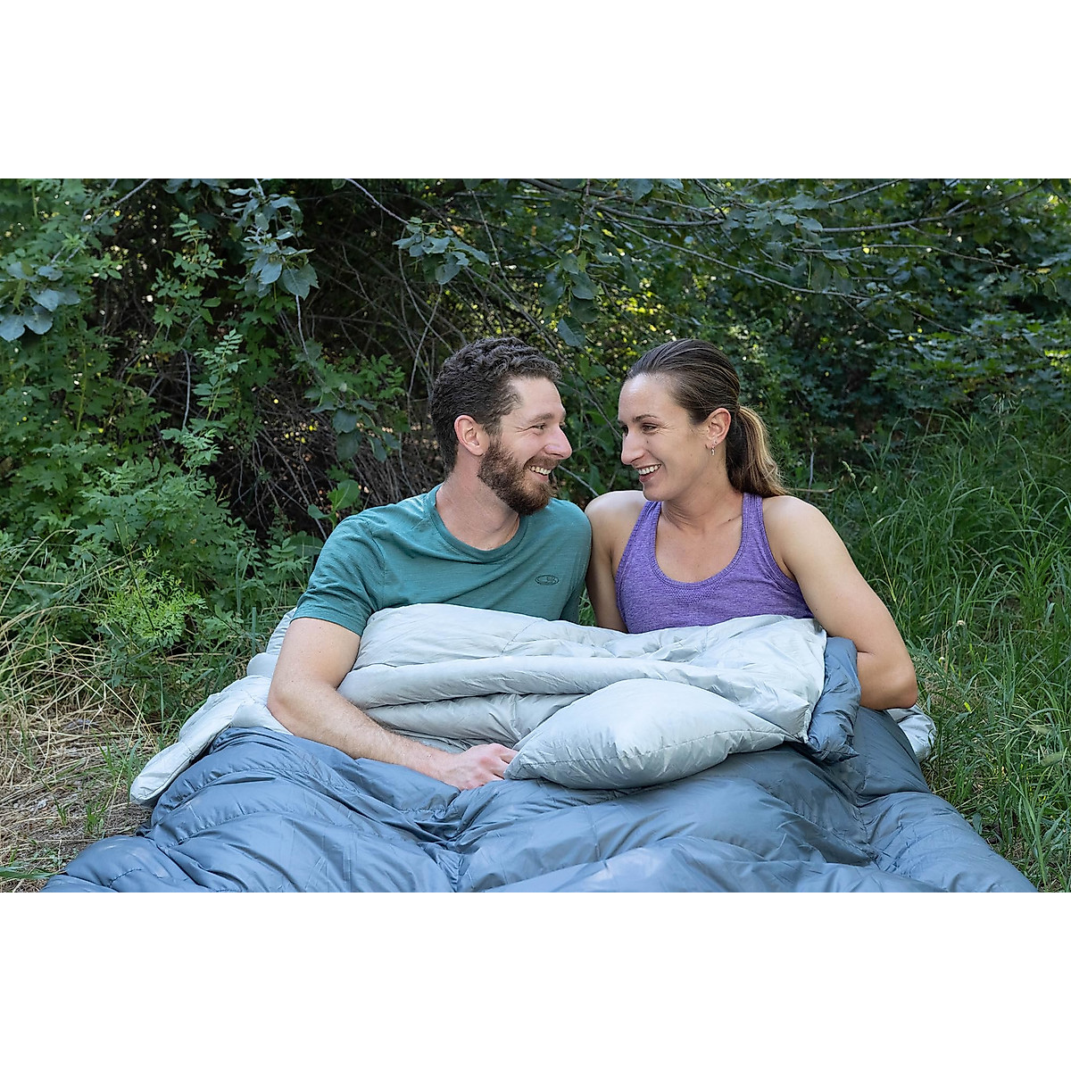 Klymit KSB Double Sleeping Bag For 2, 30°F Cold Weather Sleeping Bag for Camping, Hiking, and Backpacking, Gray