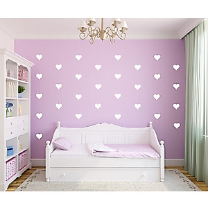 Set of 96 Pieces 2" Heart Wall Decor Sticker DIY Children's Wall Decor Decals Removable Vinyl Kids Room Baby Boys Grils Bedroom Wall Sticker YYU-19 (White)