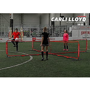 PowerNet Carli Lloyd 4 Way Soccer Tennis Net | Fun New Game to Play at The Park or Beach | Practice and Improve Ball Control Headers and Volleys | 2 Sizes