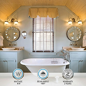 XOFOQYQ G25/G80 E26 6W Dimmable Half Silver Chrome Globe Light Bulbs 60 Watt Equivalent, Light Bulbs 60 Watt Soft White 2700K, Bathroom Vanity Mirror Round LED Edison Decorative Light Bulbs 4 PCS