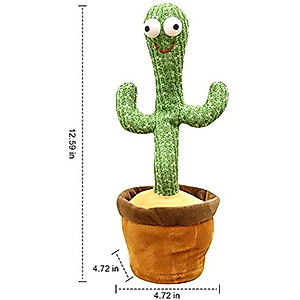 Ferlert Dancing Cactus,Talking Cactus Toy, Electronic Dancing Cactus Toy with Lighting,Singing Cactus Recording and Repeat Your Words,Cactus Mimicking Toy Green A