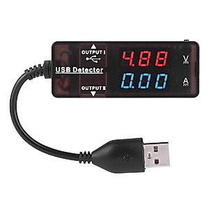 YB26VA USB Detector Dual Display USB Detector Voltmeter Ammeter Battery Capacity Tester with LED Display for Mobile Phone, Tablet Computer USB Device(Bicolor)