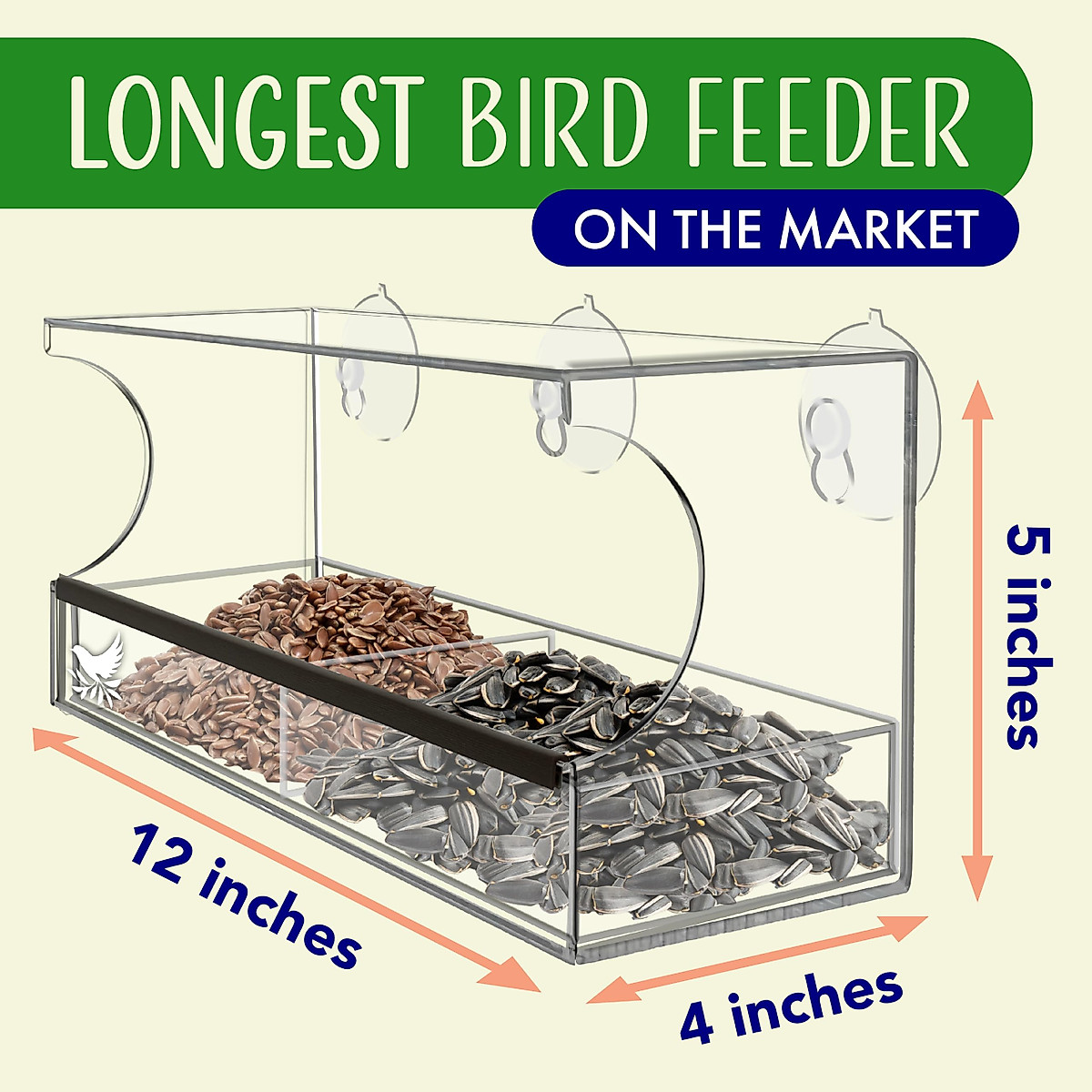 Window Bird Feeders with Strong Suction Cups, Clear Window Bird Feeder for Outside - Transparent Bird House, Balcony Glass Mount, Acrylic Cat, Kids & Elderly Viewing Clear Bird Feeder for Window Perch