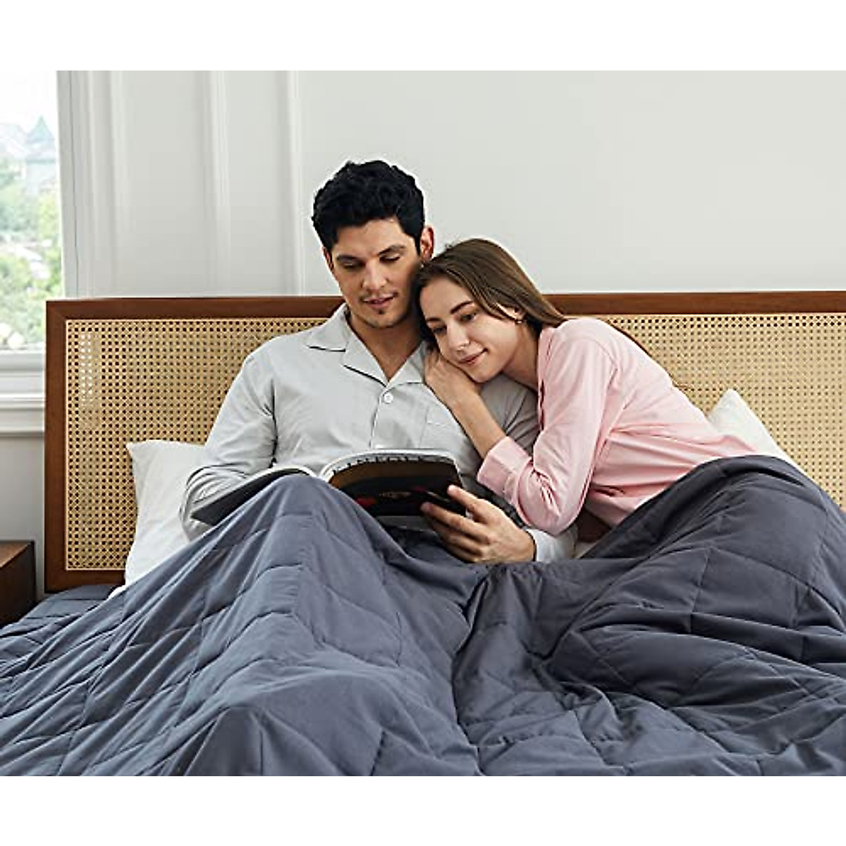 AN King Weighted Blanket (20 lbs, 80” x 87”) Perfect for Couples, King Size Heavy Blanket Breathable Cotton with Natural Glass Beads