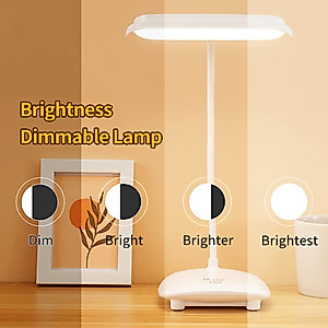 MAYTHANK Cordless Desk Table Lamp Reading Light 40 Led Rechargeable Big Battery 3000m, Touch 3 Modes,2 Ways Power,Dimmable,Gooseneck,Small Portable Wireless Bedroom Bedside Lamp