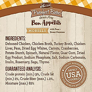 Merrick Purrfect Bistro Bon Appetits Grain Free Wet Cat Food Chicken Recipe Morsels in Gravy, 3 Ounce (Pack of 24)