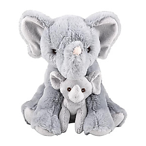 Mom and Baby Stuffed Animals for Boys & Girls, Safari Baby Shower Decorations, Nursery Decor, Zoo Animals for Toddlers, Quality Realistic Toy for Kids, Cute, Soft, Huggable, Squeezable (9.5" Elephant)