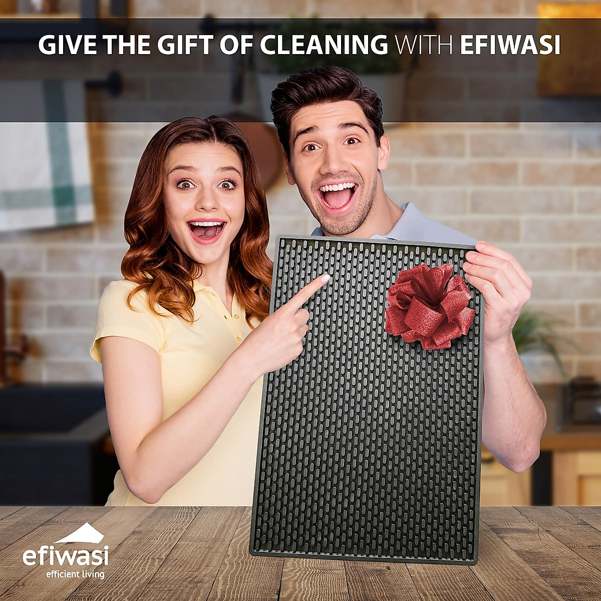 Silicone Drying Mat for Home Bar – Black, Multiuse Cup & Dish Drying Mat Holds 15 Oz. of Spilled Liquid – Large 17.3 x 11.8 In. Silicone Dish Drying Mat – Top Coffee Bar Accessories & More by Efiwasi