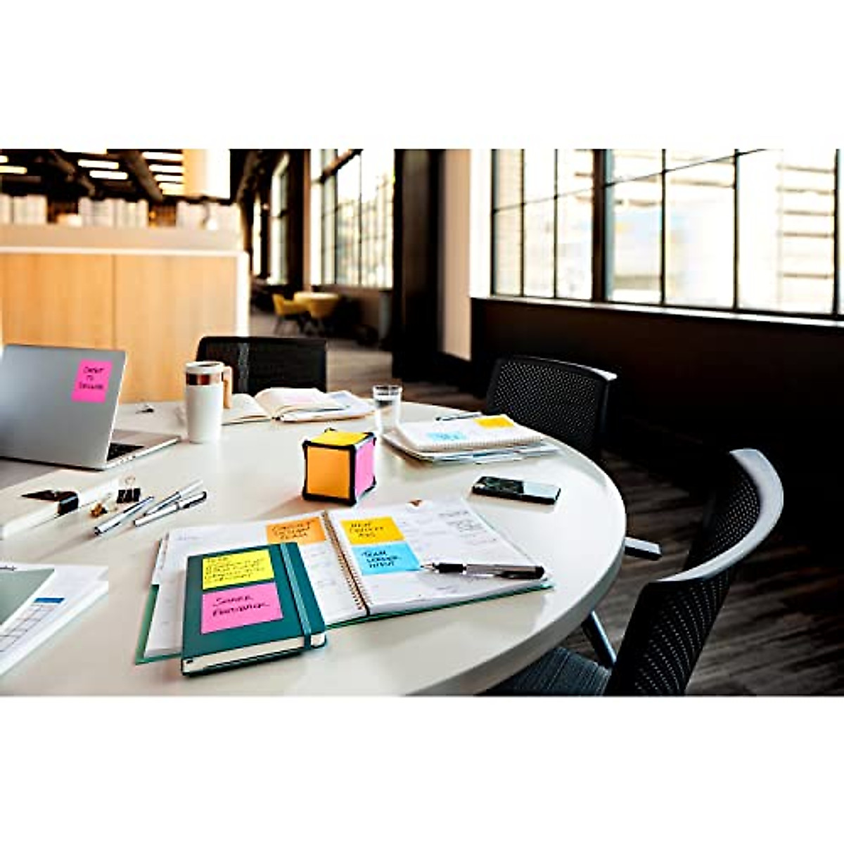 Post-it Super Sticky Full Stick Notes, 3 in x 3 in, 4 Pads, 2x the Sticking Power, Energy Boost Collection, Bright Colors (Orange, Pink, Blue, Green), Recyclable (F330-4SSAU)