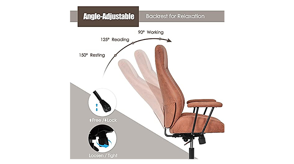 Giantex Ergonomic Office Chair - Luxurious Suede Comfort & Support