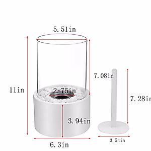 Tabletop Fire Pit, Ventless Tabletop Portable Fire Bowl Pot, Portable Rubbing Alcohol Fireplace, Mini Personal Fireplace for Indoor & Outdoor, Bio Ethanol Fuel, Home Decor, Gift Choice (White)