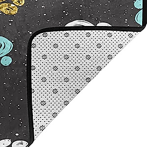 Cute Footprint Washable Area Rugs,Gold, Blue and White Abstract Dog Paw Track Soft Large Floor Carpets Non-Skid Rug for Kids Room Living Room Bedroom Home Decor 4x6 Ft