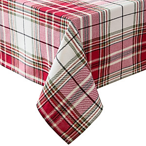 Newbridge Christmas Sully Tartan Plaid 60 x 84 Inch Oval Fabric Tablecloth, 100% Woven Cotton Holiday Table Cover for Dining Party, Buffet and Banquet